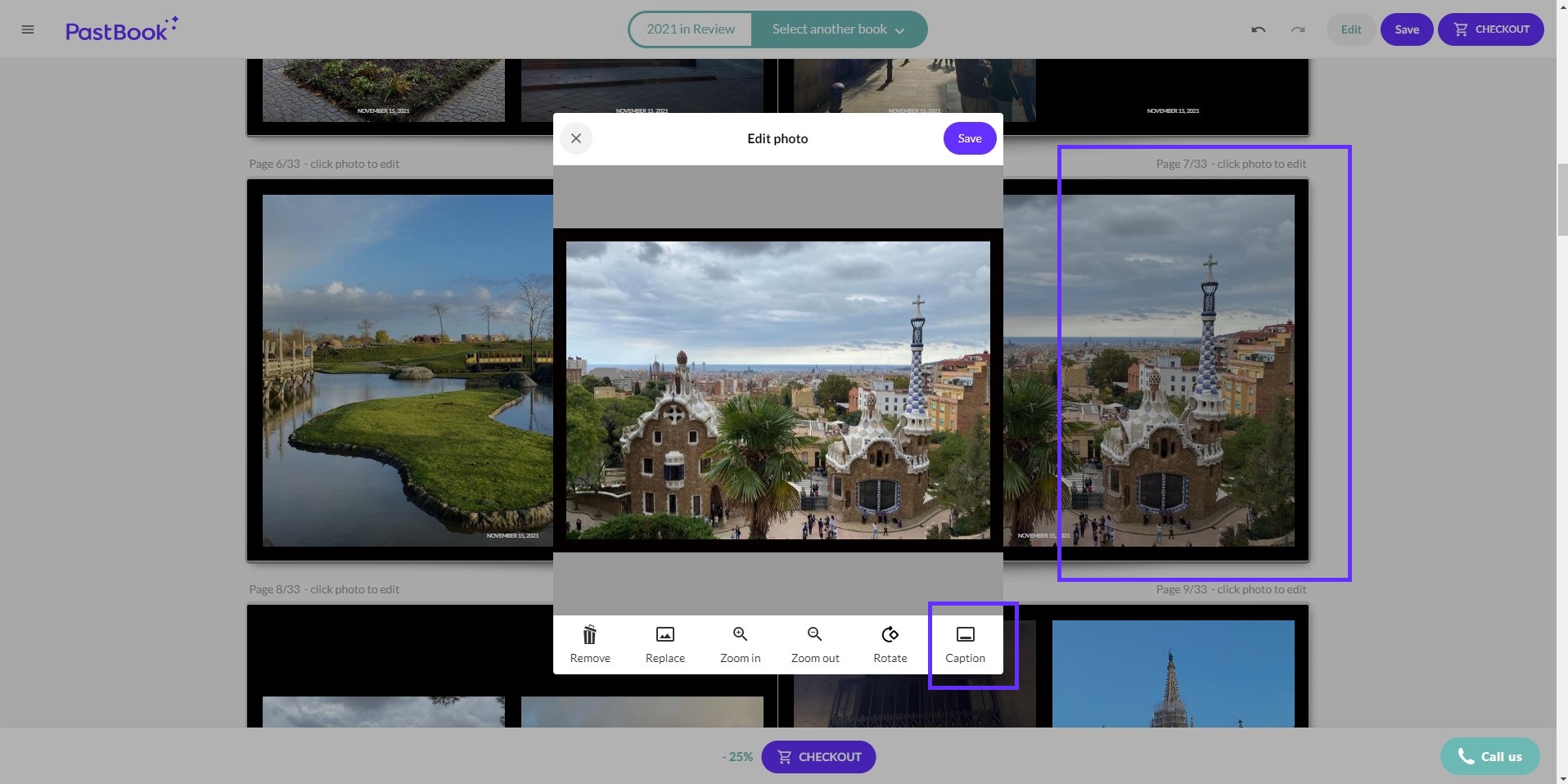 How can I add, edit or remove the captions? – PastBook Help Center