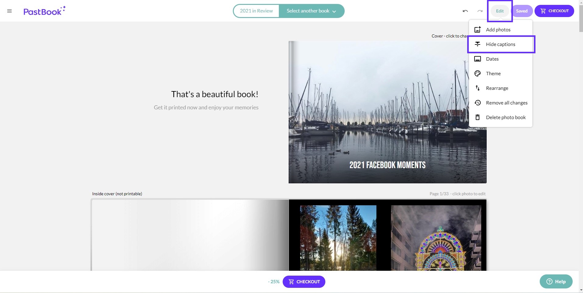 How can I add, edit or remove the captions? – PastBook Help Center